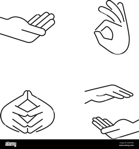 Hand Gestures Linear Icons Set Stock Vector Image And Art Alamy