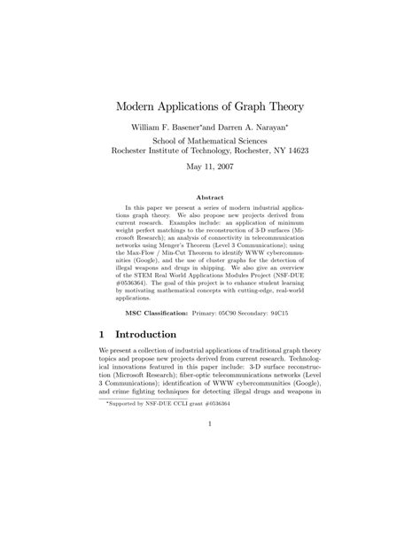 Pdf Modern Applications Of Graph Theory