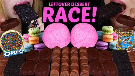 Asmr Leftover Dessert Race Snoball Marshmallow Cake Dark Chocolate