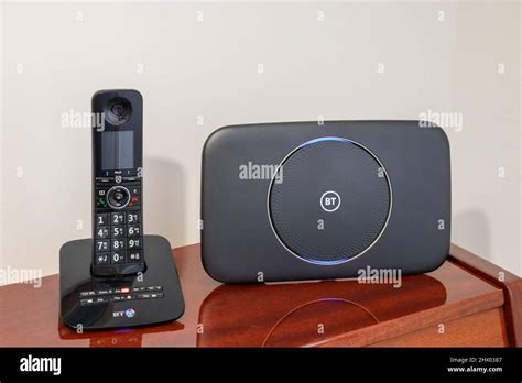 Black Bt Phone With Black Bt Router Stock Photo Alamy
