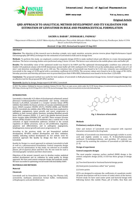 Pdf Qbd Approach To Analytical Method Development And Its Validation