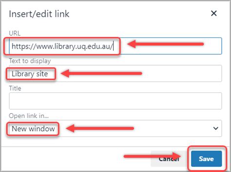 Add A Web Link Using The Text Editor ELearning University Of Queensland
