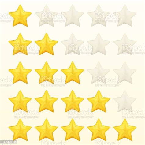 5개의 노란 별이 광택있는 색상입니다 게임 에 대한 성과 웹 사이트 직원에 대한 고객 평가 피드백 개념 3d 디자인 벡터 그림입니다 3차원 형태에 대한 스톡 벡터 아트 및