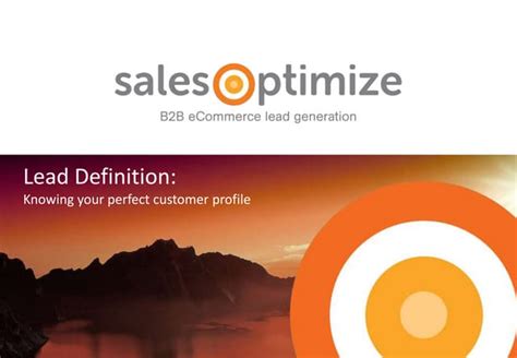 Lead Definition Knowing Your Perfect Customer Profile Ppt