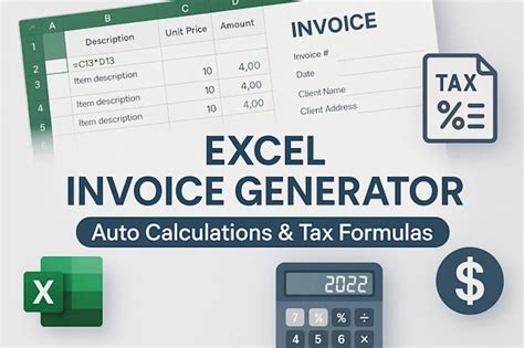 Create An Excel Invoice Generator With Auto Calculations And Tax Formulas By Madison 214 Fiverr