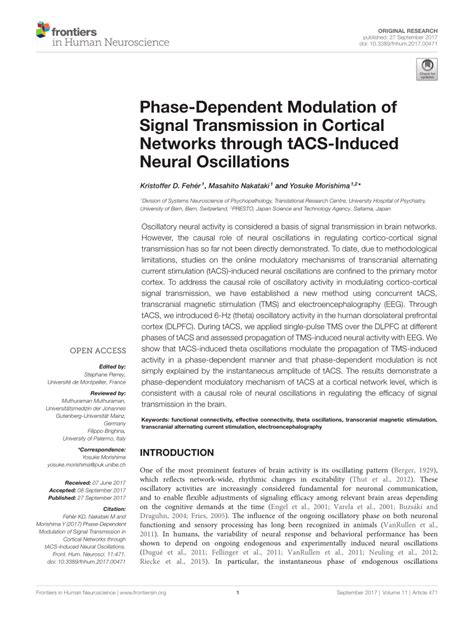 Pdf Phase Dependent Modulation Of Signal Transmission In Cortical