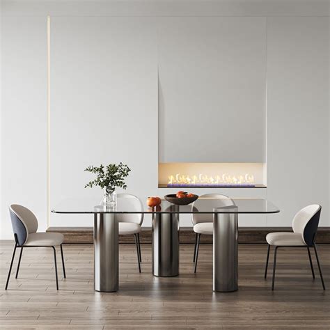 3 Leg Dining Table Rectangle Glass Dining Table For 8 Homary Glass