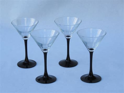 Black Stem Martini Glasses By Tedenrichment On Etsy Martini Etsy