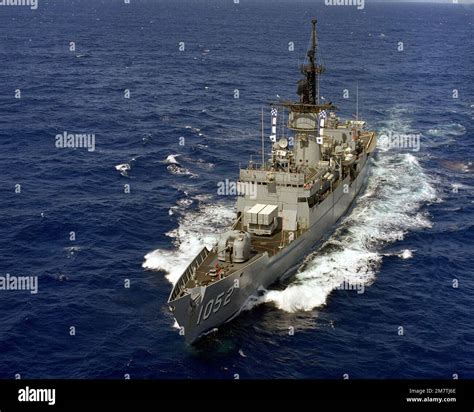 An Aerial Port Bow View Of The Frigate Uss Knox Ff 1052 Underway Off