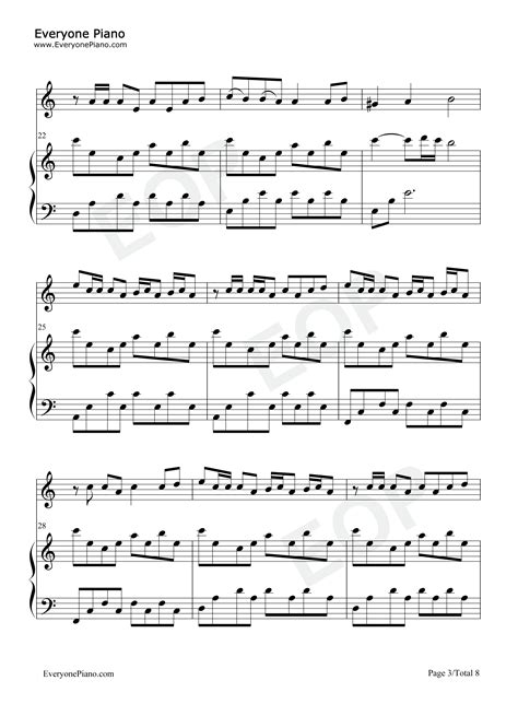 杀手 林俊杰五线谱预览3 钢琴谱文件（五线谱、双手简谱、数字谱、midi、pdf）免费下载