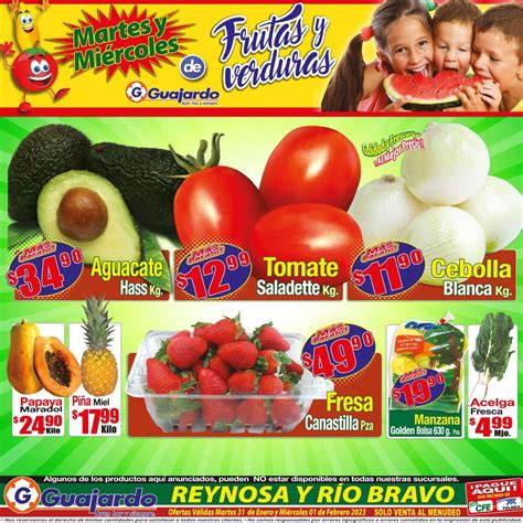 Ofertas Súper Guajardo frutas y verduras 31 de enero y 1 de febrero