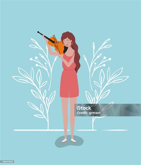 바이올린 악기 캐릭터를 연주하는 여자 공연에 대한 스톡 벡터 아트 및 기타 이미지 공연 공연자 귀여운 Istock