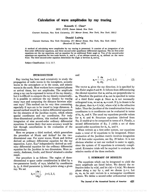 pdf calculation of wave amplitudes by ray tracing