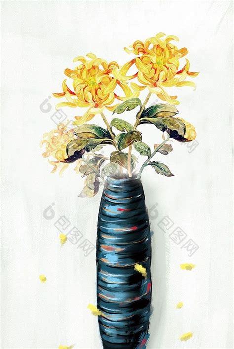手绘欧式油画花瓶花卉装饰画 手绘欧式油画花瓶花卉装饰画效果图 【包图网】