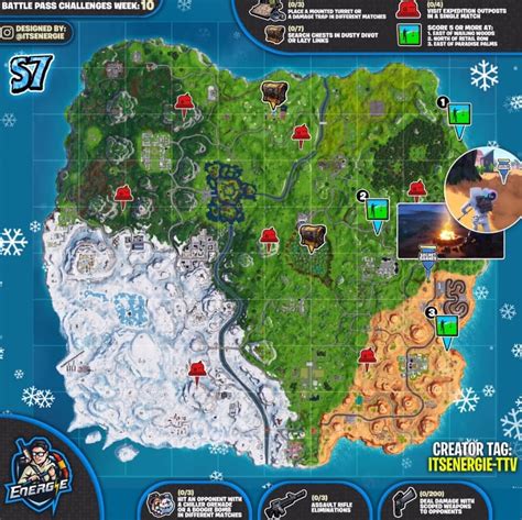 La Carte Avec Tous Les Emplacements Des Défis De La Semaine 10 Saison 7
