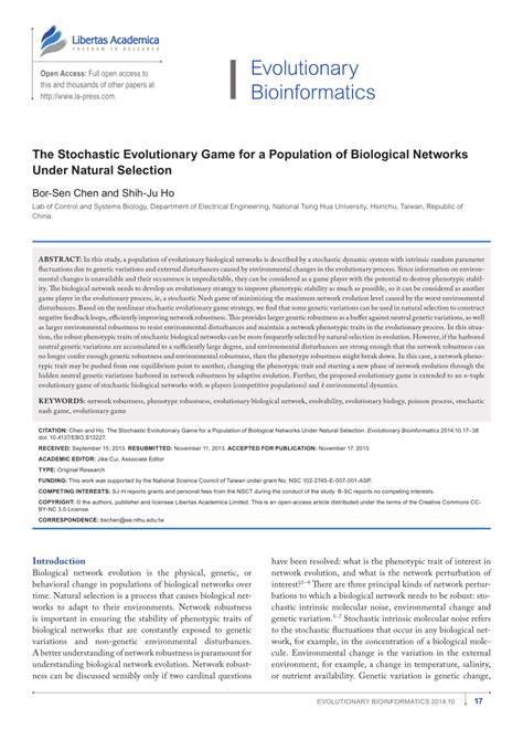 Pdf The Stochastic Evolutionary Game For A Population Of Biological