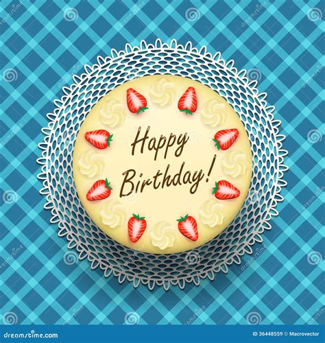 Cake With Strawberries Vector Doodles Illustration