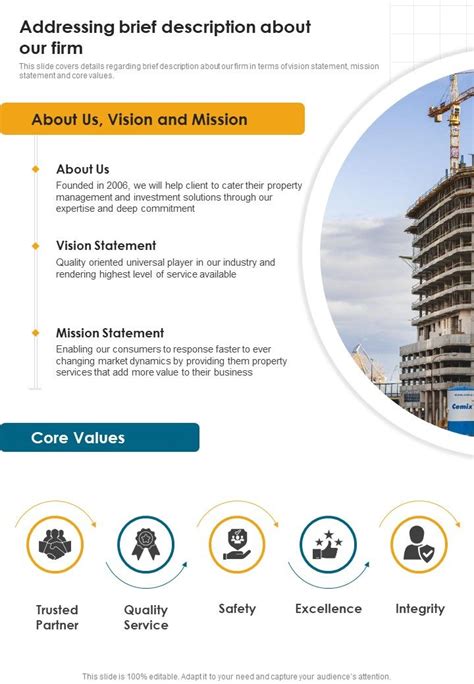 Developing Construction Funding Addressing Brief Description About Our Firm