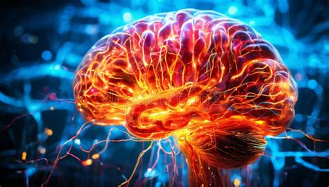 Glowing Human Brain With Neural Connections In Digital Art Stock Image Image Of Neuroscience