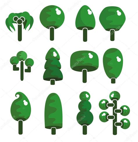 Cartoon Tree Icons Stock Vector By Virinaflora