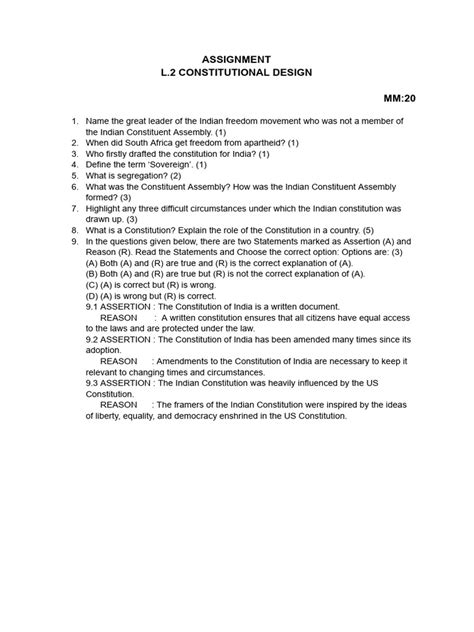 Assignment L 2 Constitutional Design 1 Pdf Politics