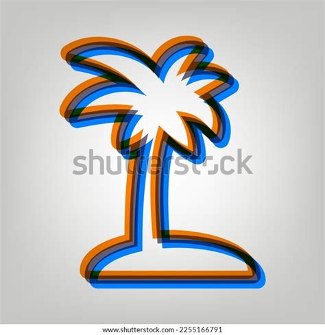 Coconut Palm Tree Sign Stroked Icon Stock Vector Royalty Free
