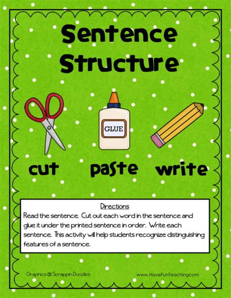 Sentence Structure Activity Have Fun Teaching
