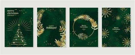 Luxury Christmas Invitation Card Art Deco Design Vector Christmas Tree Foliage Firework