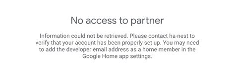 Google Nest Integration Configuration Error No Access To Partner