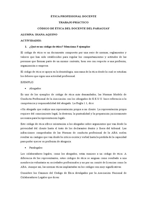 Código De Ética Del Docente Del Paraguay Pdf Comportamiento Maestros