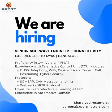 Xpert Matters On Linkedin Hiring Jobopportunity Vacancy Engineer Telematics Canoe Can