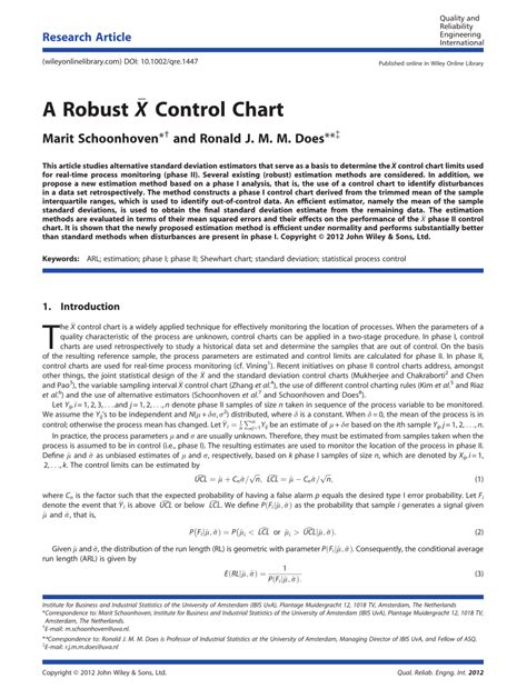 Pdf A Robust X¯ Control Chart