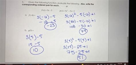 solved 5 given the following function evaluate the