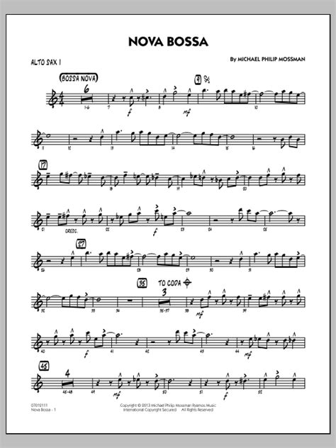 Nova Bossa Alto Sax 1 Sheet Music Michael Philip Mossman Jazz