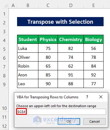 How To Transpose Rows To Columns Using Excel VBA Examples
