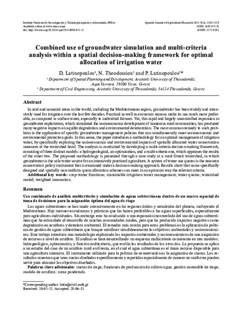 Pdf Combined Use Of Groundwater Simulation And Multi Criteria