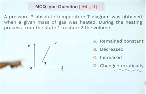 Mcq Type Question [ 4 1] A Pressure P Absolute Temperature T Diagram