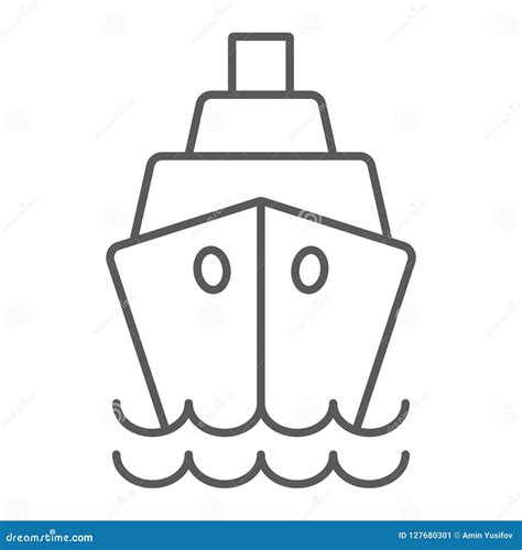 Ship Thin Line Icon Cruise And Sail Boat Sign Vector Graphics A Linear Pattern On A White