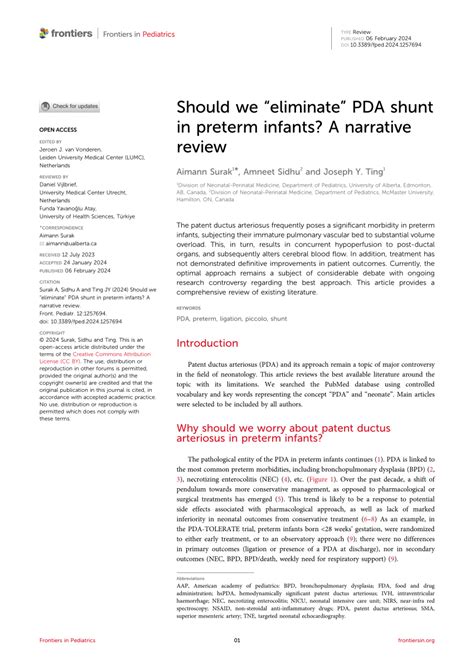 Pdf Should We “eliminate” Pda Shunt In Preterm Infants A Narrative