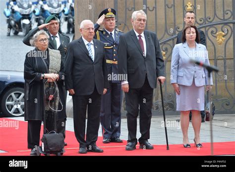 Czech President Milos Zeman Second From Right Welcomes His Israeli