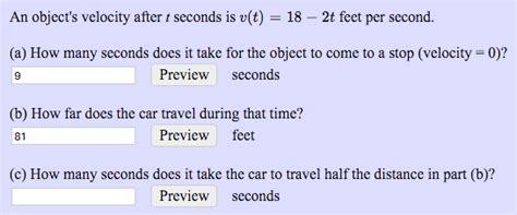 Solved An Objects Velocity After T Seconds Is V T 18 2t