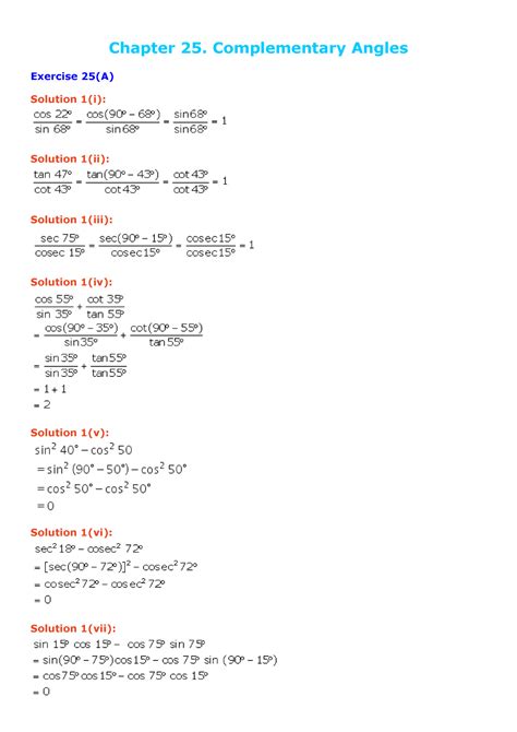Complementary Angles Notes Ncertbooksolutions Chapter 25
