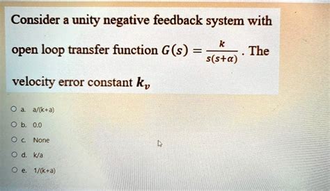 Solved Consider A Unity Negative Feedback System With An Open Loop