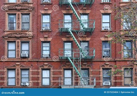 Old Fashioned New York Apartment Building With Ornate Window Frames