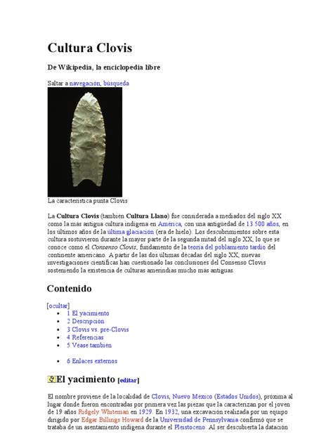 Cultura Clovis Características Y Hallazgos Pdf Arqueología