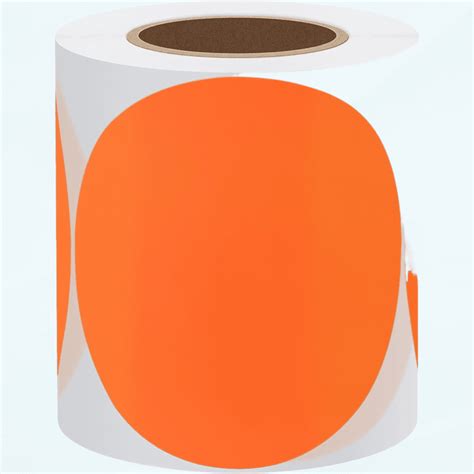 Fluorescent Orange Labels 3 Inch Round Color Coding Dots Stickers