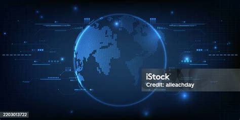 추상 파란색 미래 지구 디지털 경제 또는 메타 버스 기술 요소 회로의 벡터 그림 디지털 혁신 및 기술 개념 0명에 대한 스톡 벡터 아트 및 기타 이미지 Istock