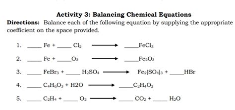 Activity 3 Balancing Chemical Equations StudyX