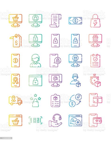 전자 상거래 아이콘 세트 30 흰색 배경에 격리 Brand Name Mobile Payment에 대한 스톡 벡터 아트 및 기타