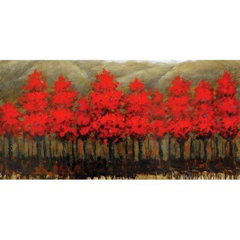 Red Trees Aligned Canvas Wall 121 0242